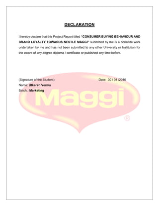Brand Loyalty and Consumer Buying Behaviour towards maggi | PDF