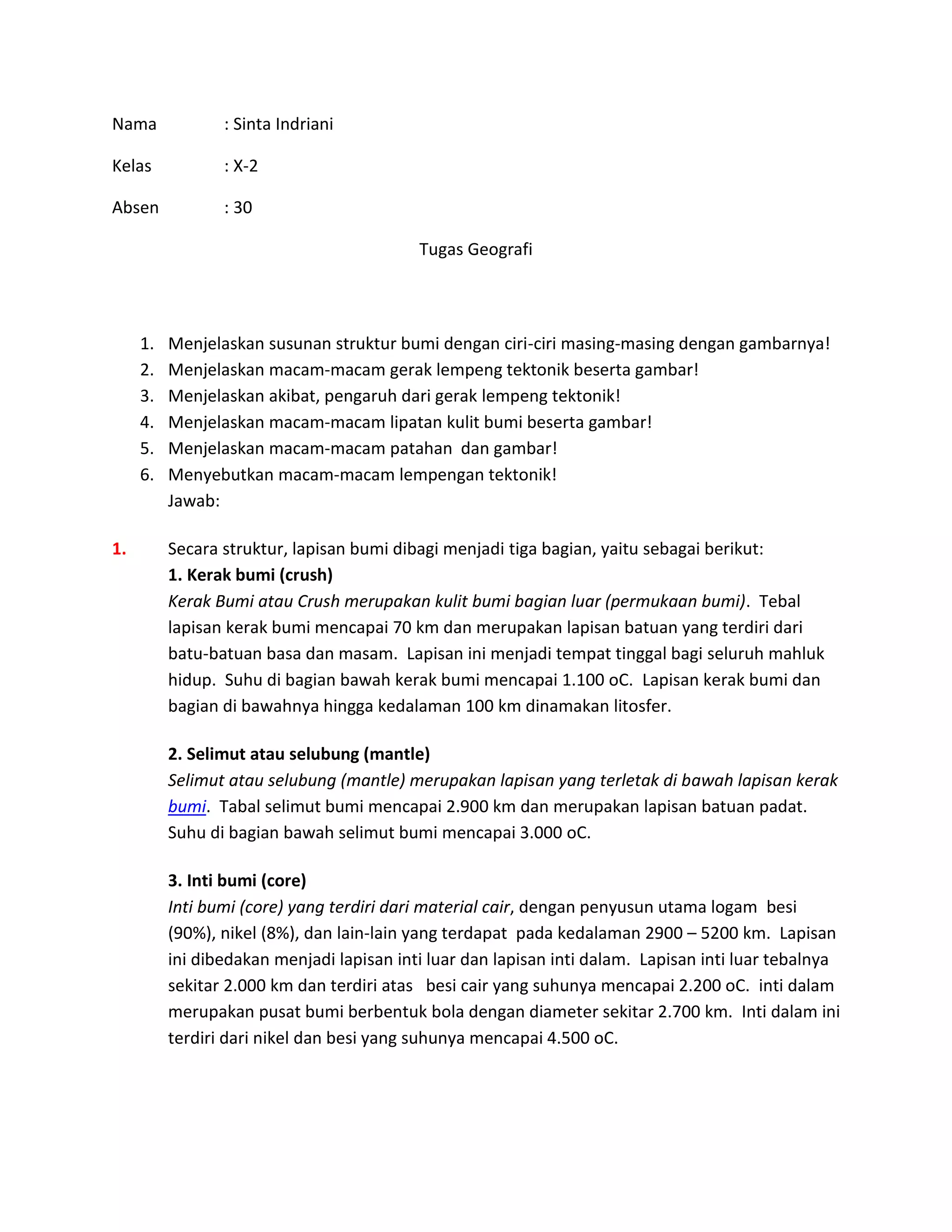 Utk mengetahui bentuk muka bumi | DOCX