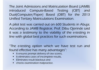 Utme-2013-testing-modes | PPT