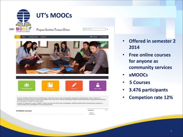 Universitas Terbuka's MOOCs: Current Condition and Future Plan | PPT