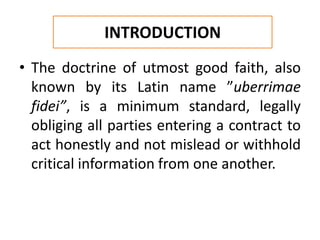 Utmost good faith ppt | PPTX