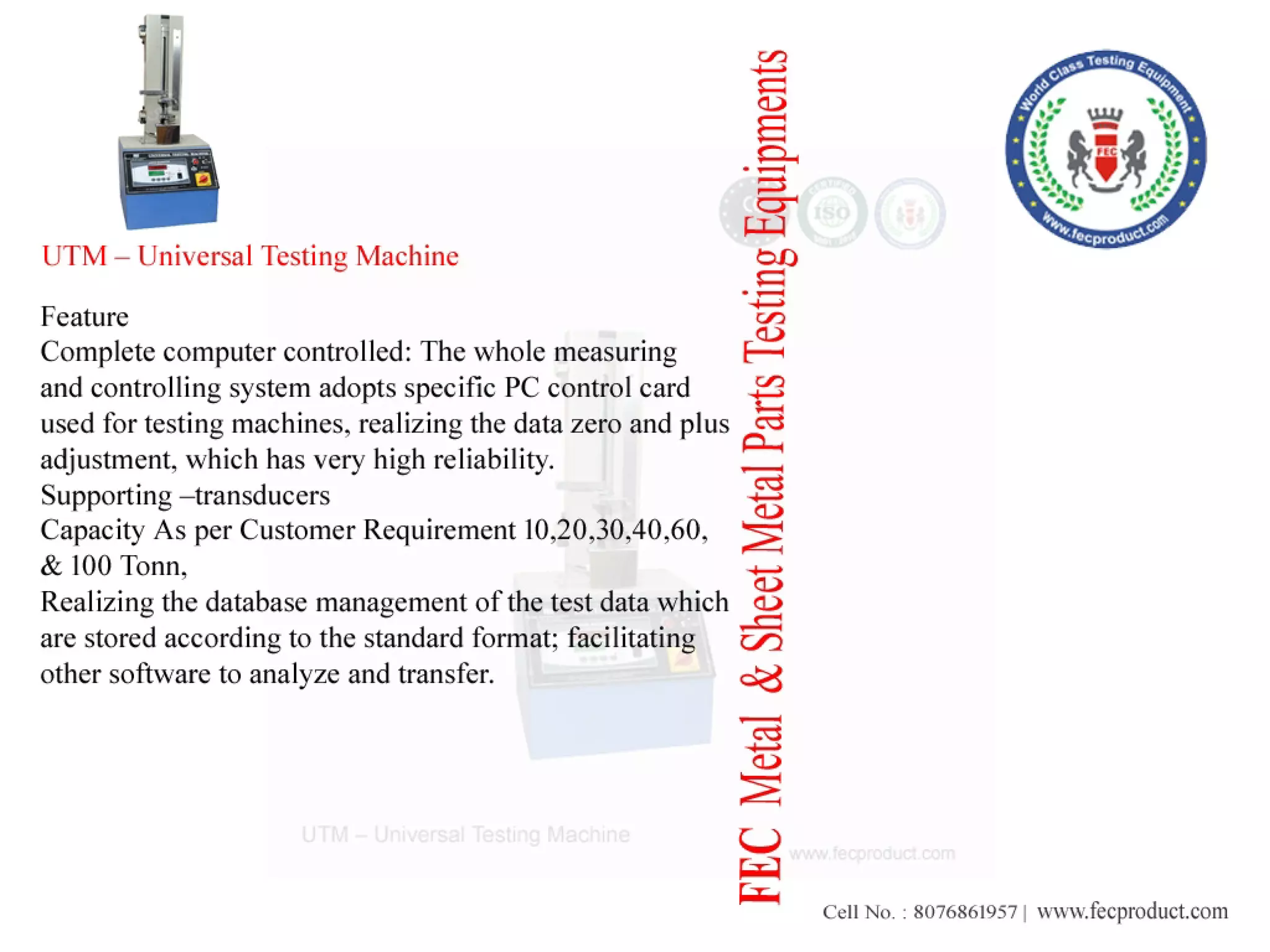 Utm universal testing machine copy | PPT