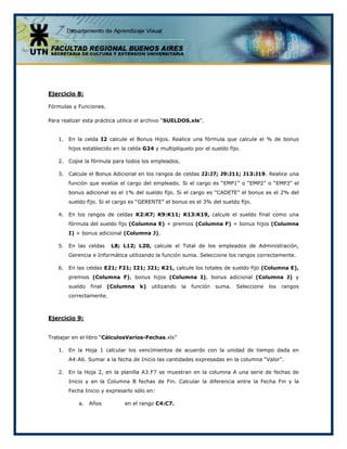 Consignas excel avanzado | PDF