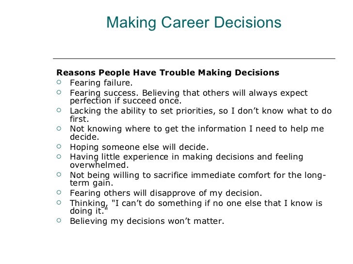 Making Career Decisions
