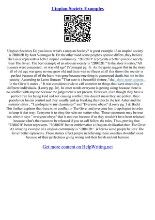 Utopian Society Essay | PDF | Hobbies & Interests