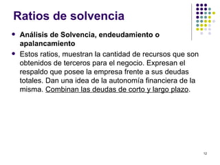 Sesión 7. Análisis de liquidez y análisis de solvencia. | PPT