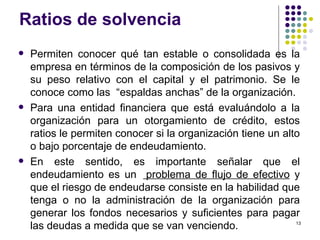 Sesión 7. Análisis de liquidez y análisis de solvencia. | PPT