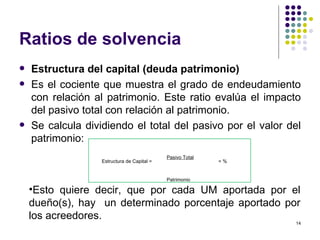 Sesión 7. Análisis de liquidez y análisis de solvencia. | PPT