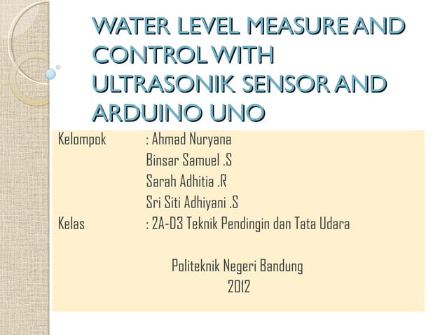 Utrasonic sensor dengan arduino | PPT