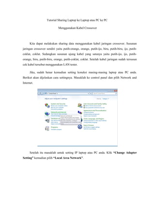 Tutorial Sharing PC to PC Menggunakan Kabel Crossover | DOC