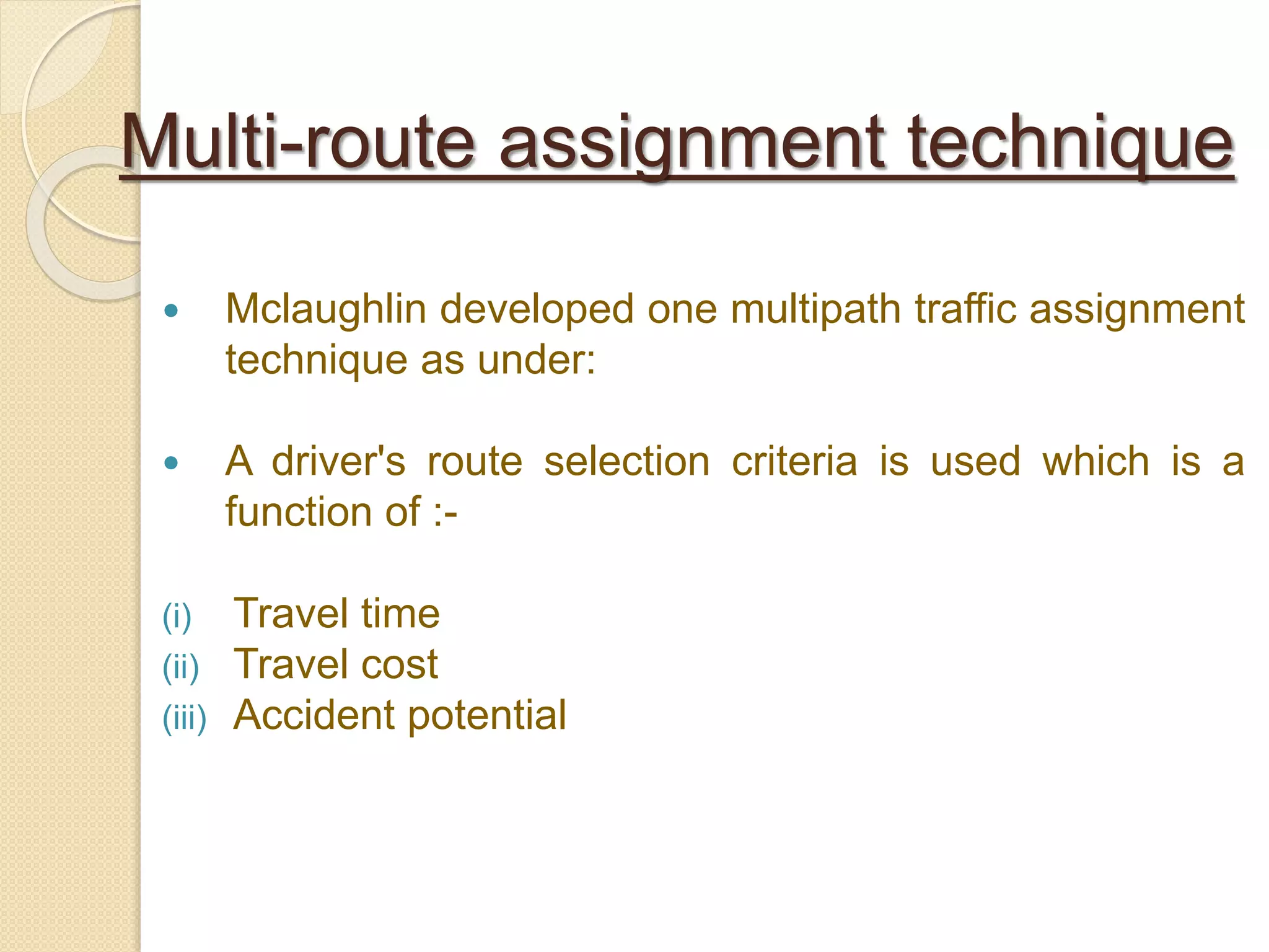 Urban transportation system - methods of route assignment | PPTX