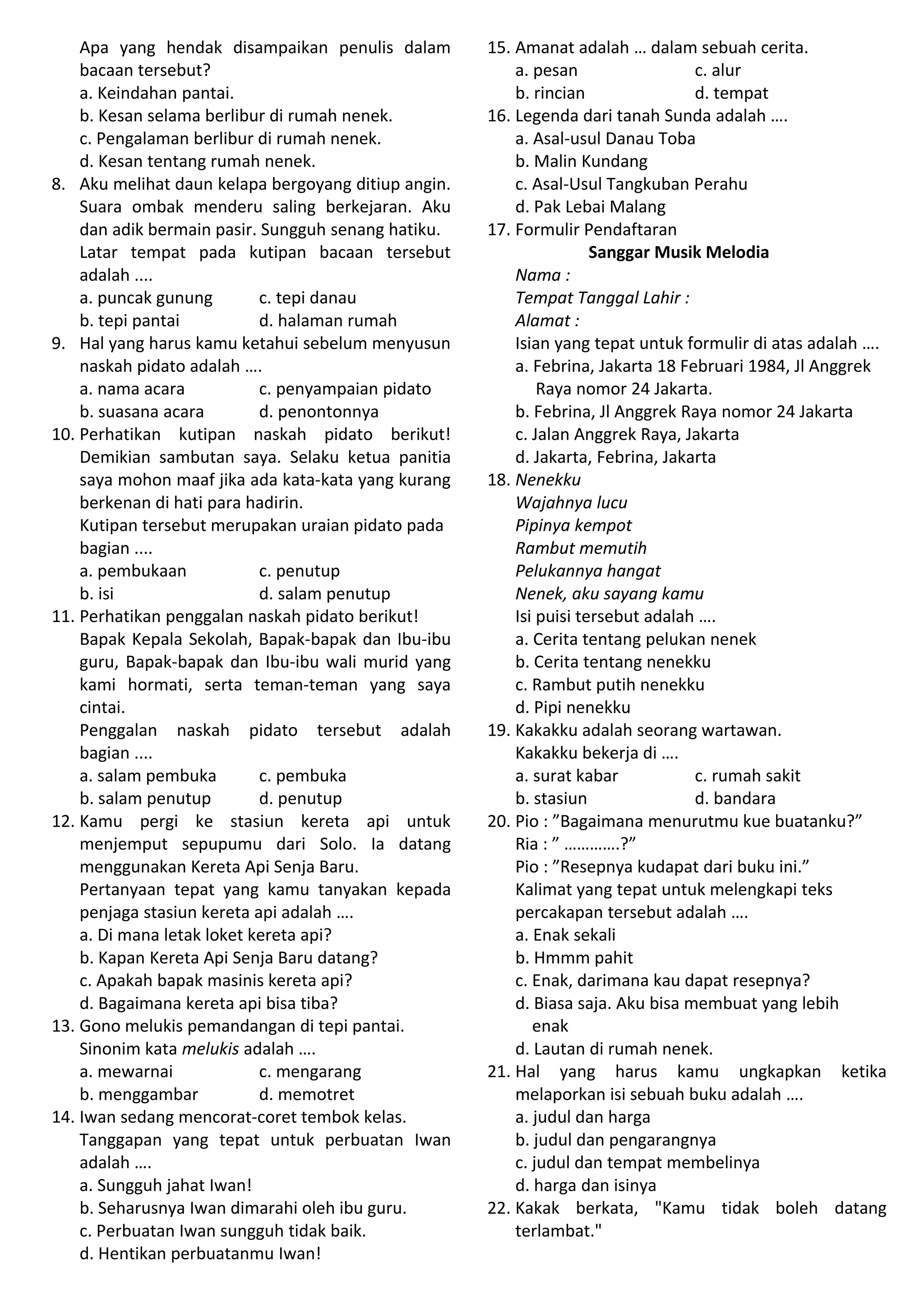 UTS 2 Bahasa Indonesia | DOC
