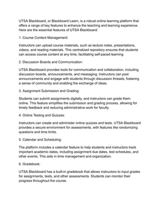 UTSA Blackboard Your Gateway to Academic Success .pdf | Undergraduate ...