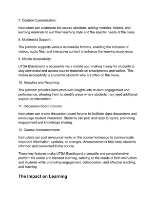 UTSA Blackboard Your Gateway to Academic Success .pdf | Undergraduate ...