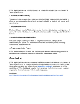 UTSA Blackboard Your Gateway to Academic Success .pdf | Undergraduate ...