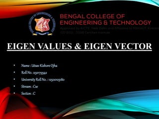 Eigen values and Eigen vectors ppt world | PPT