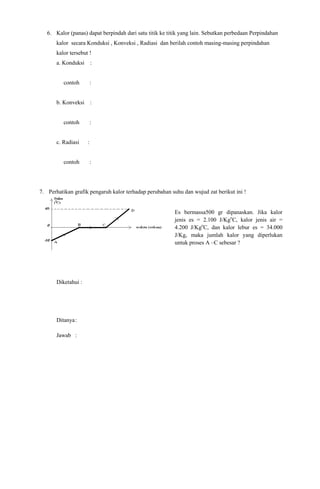 Soal Ulangan Tengah Semester (UTS) IPA(fisika) SMP Kelas 7 Semester ...