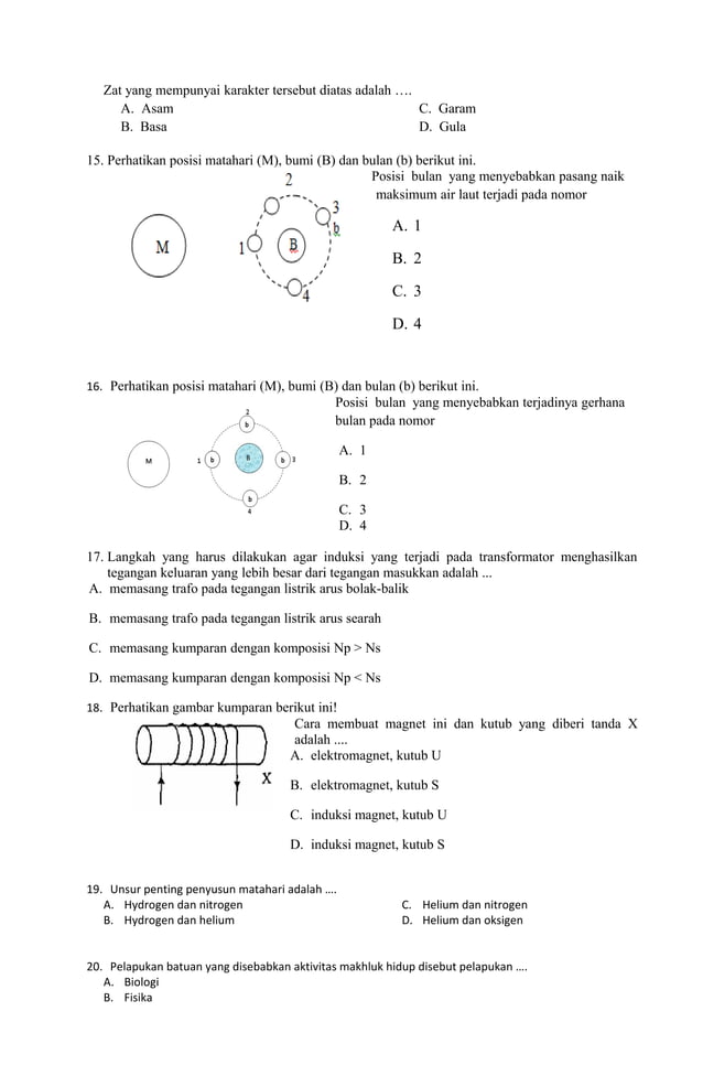 Soal Ulangan Tengah Semester (UTS) IPA (Fisika)SMP Kelas 9 Semester Genap | PDF