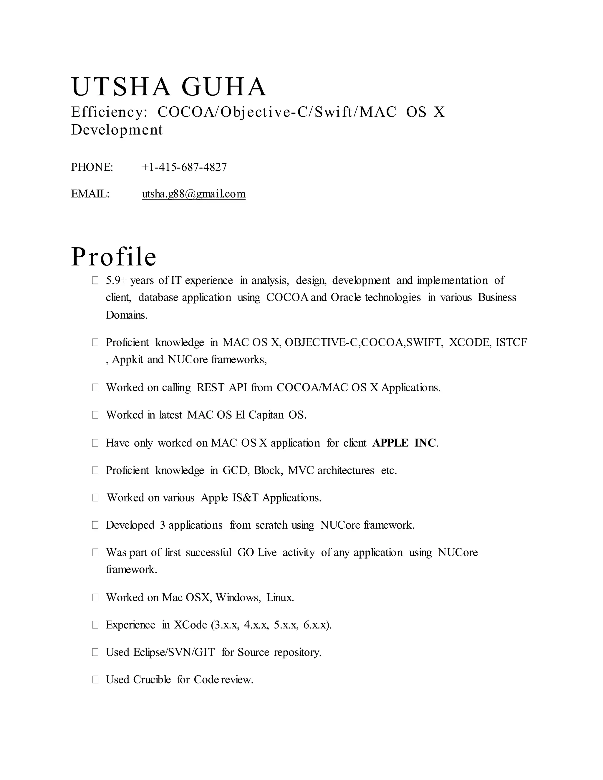 Utsha Guha Cocoa Swift Exp5 9yr