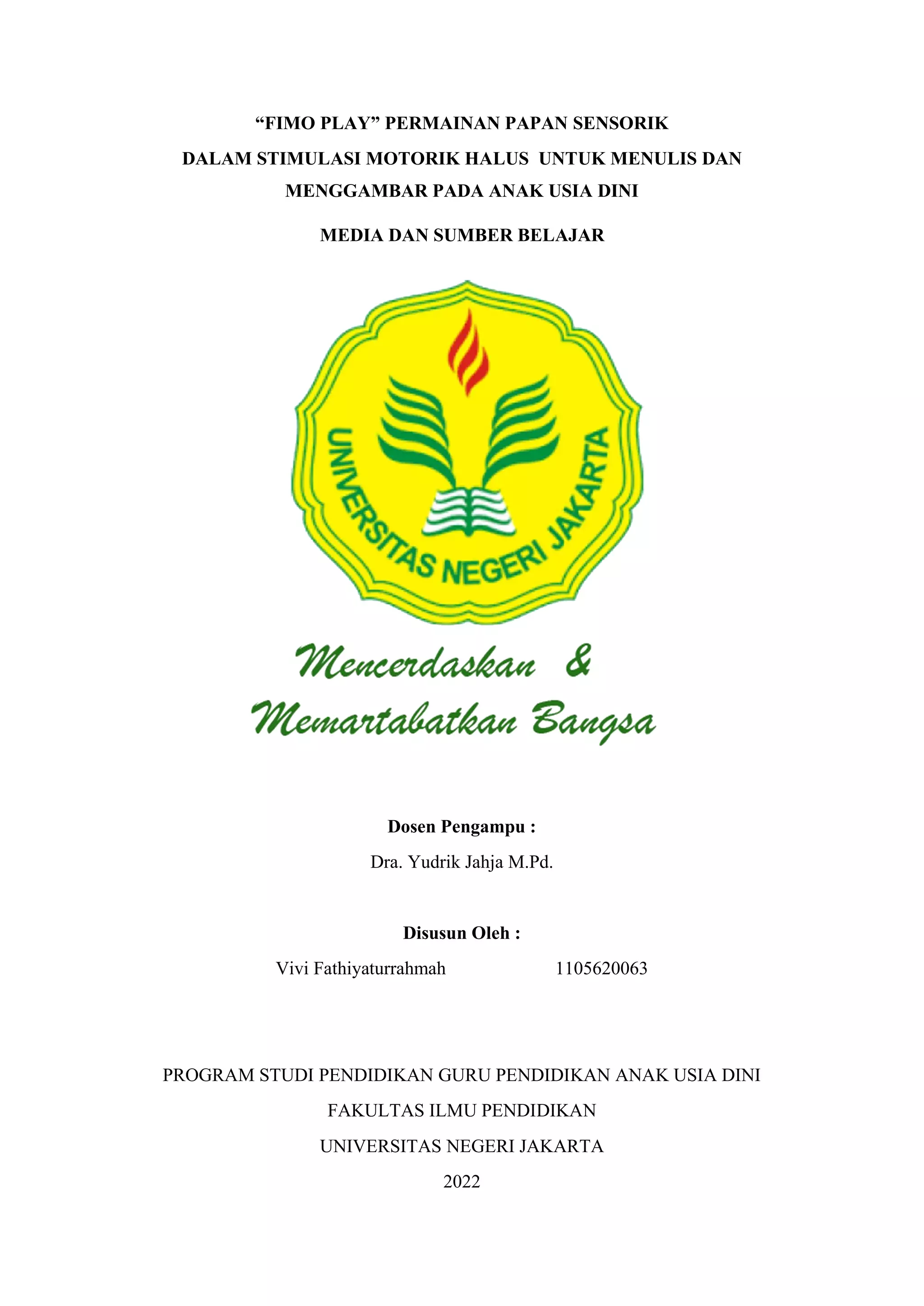 "FIMO PLAY" Permainan Papan Sensorik dalam Stimulasi Motorik Halus ...