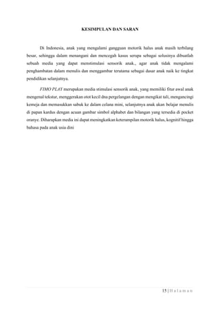 "FIMO PLAY" Permainan Papan Sensorik dalam Stimulasi Motorik Halus ...