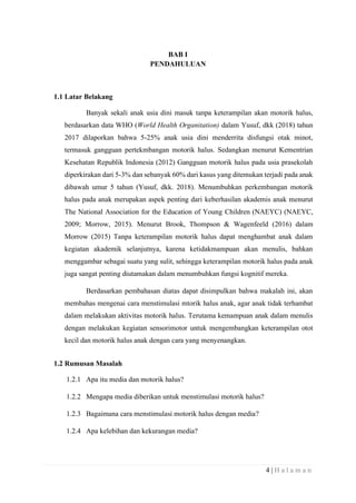 "FIMO PLAY" Permainan Papan Sensorik dalam Stimulasi Motorik Halus ...