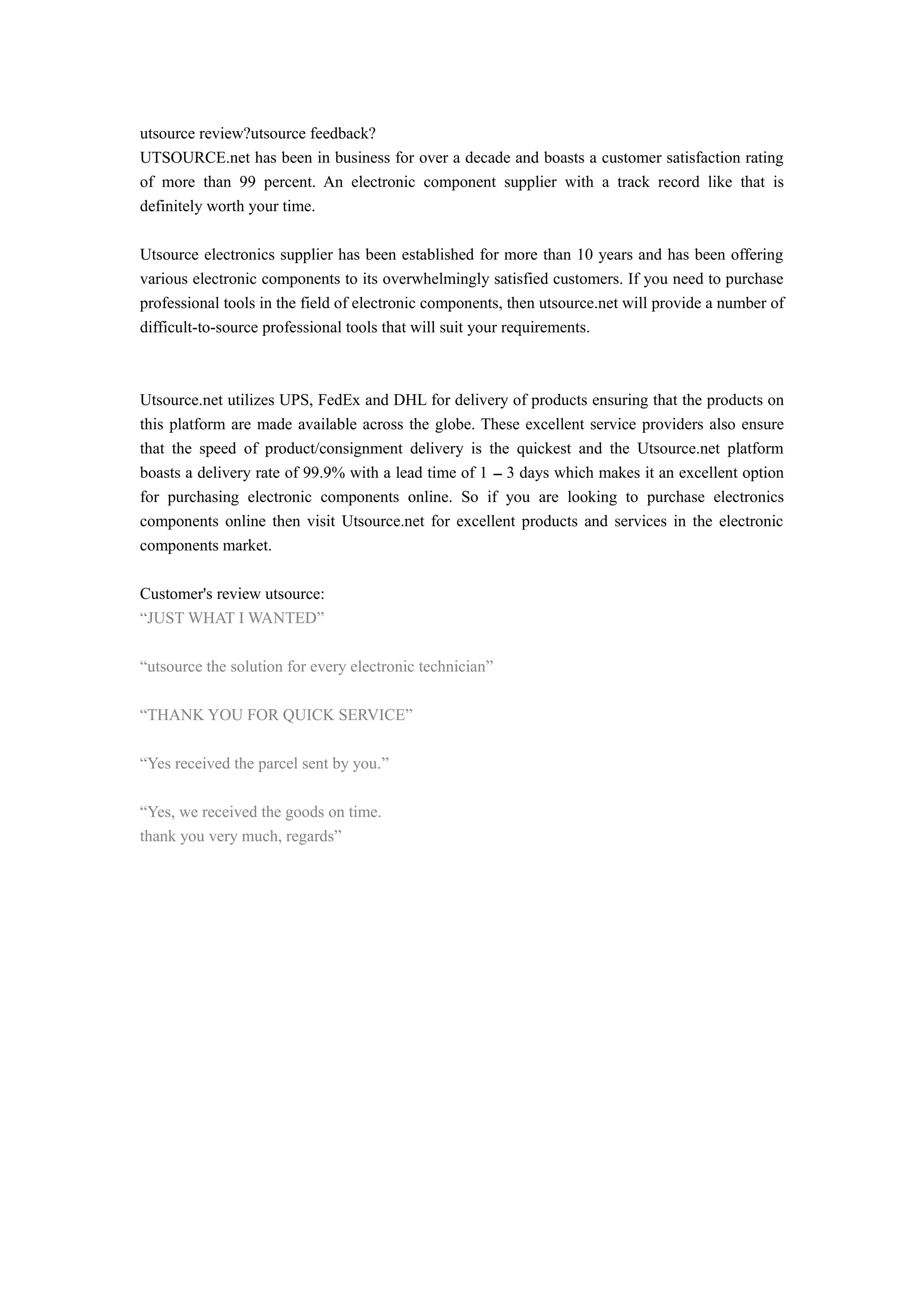 Utsource review | PDF