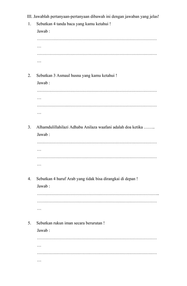 Uts pai kelas ii sd | PDF