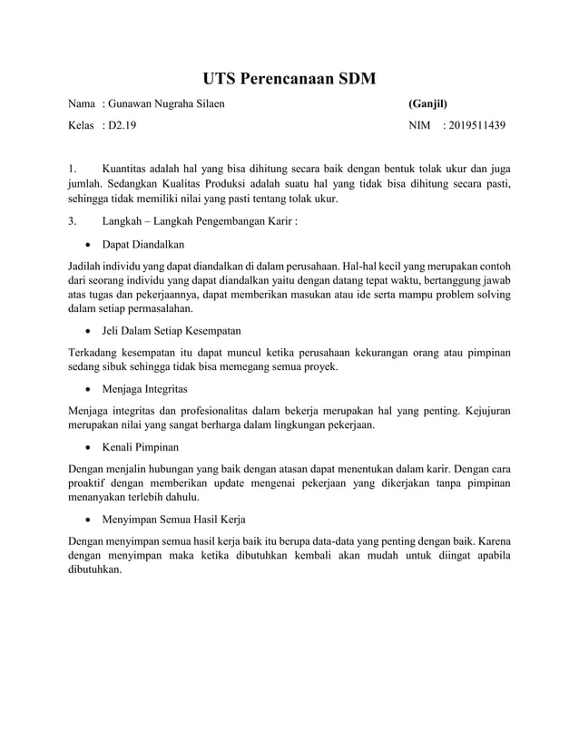 UTS Perencanaan SDM.docx | Free Download