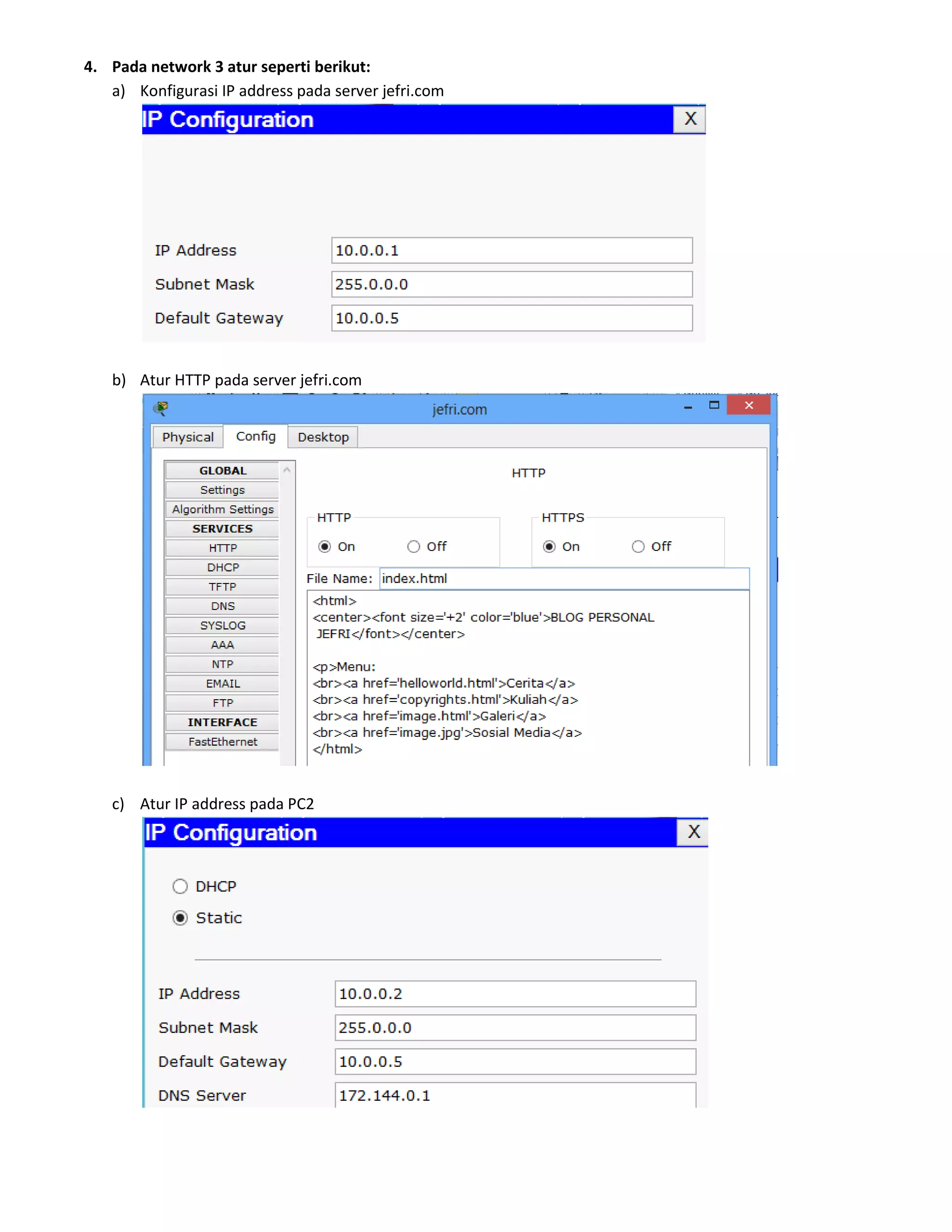 Uts praktikum jarkom 3_Static Routing, Web Server, DNS Server | PDF
