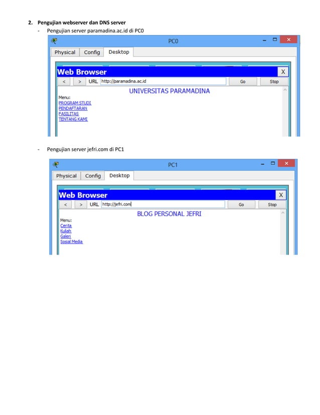Uts praktikum jarkom 3_Static Routing, Web Server, DNS Server | PDF