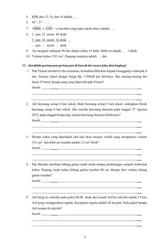 Uts semester 1 matematika kelas 6 tahun pelajaran 2015 2016 | PDF