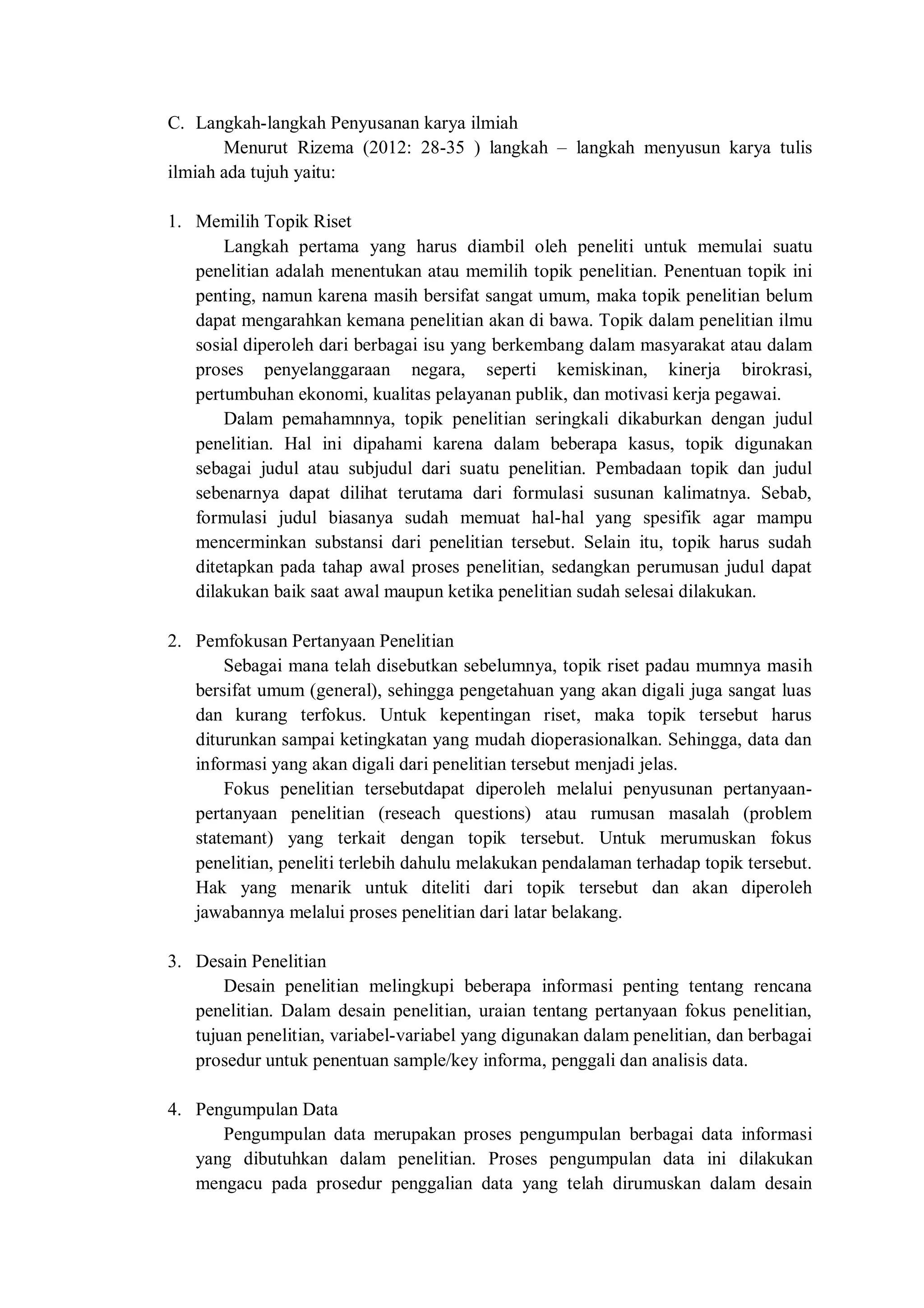 Langkah-Langkah menyusun Karya Tulis Ilmiah | PDF