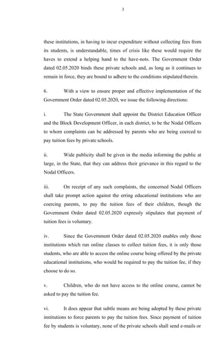 Uttarakhand hc order on school fee payment | PDF