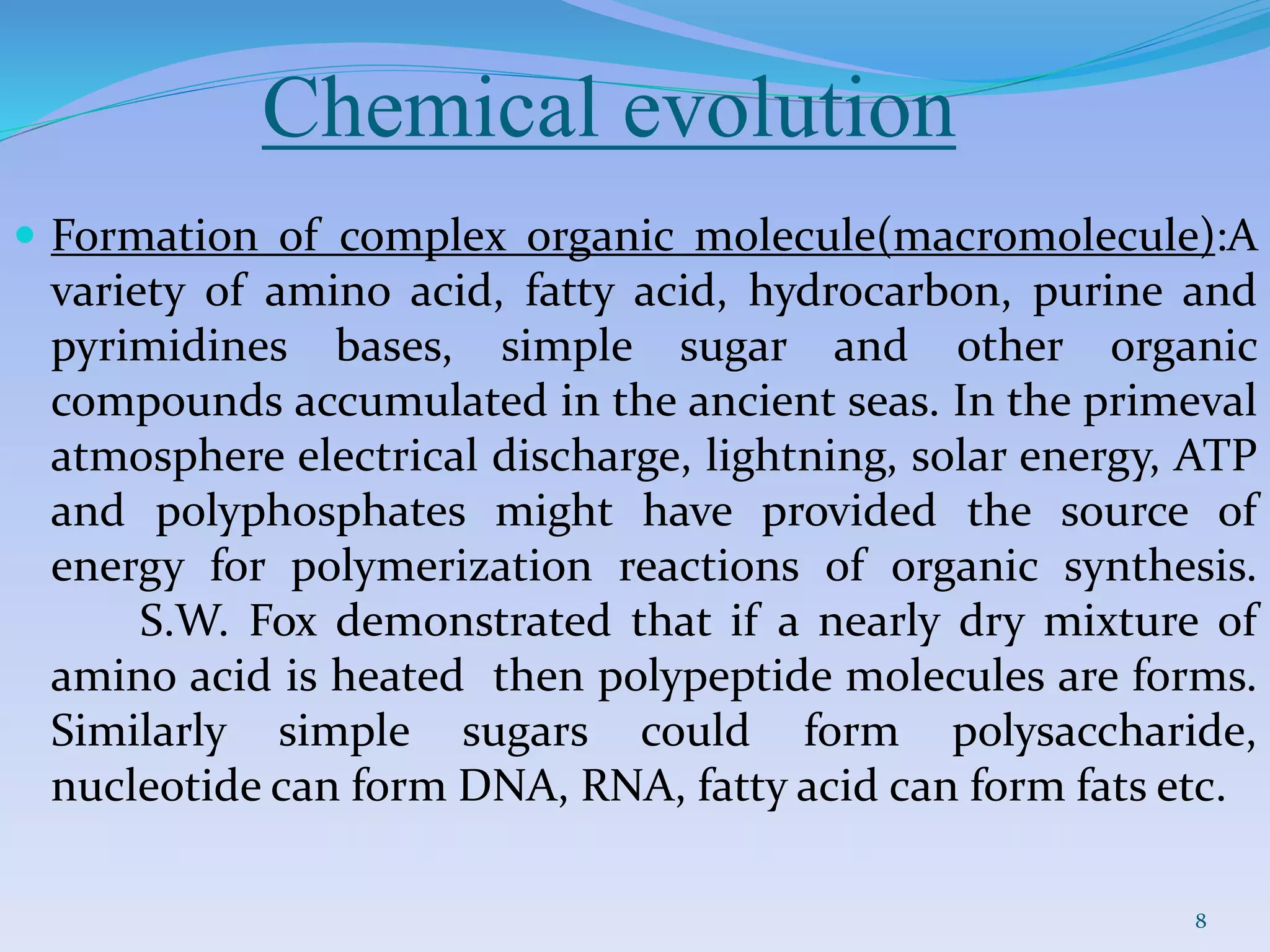 chemical evolution and biological origin of life | PPTX
