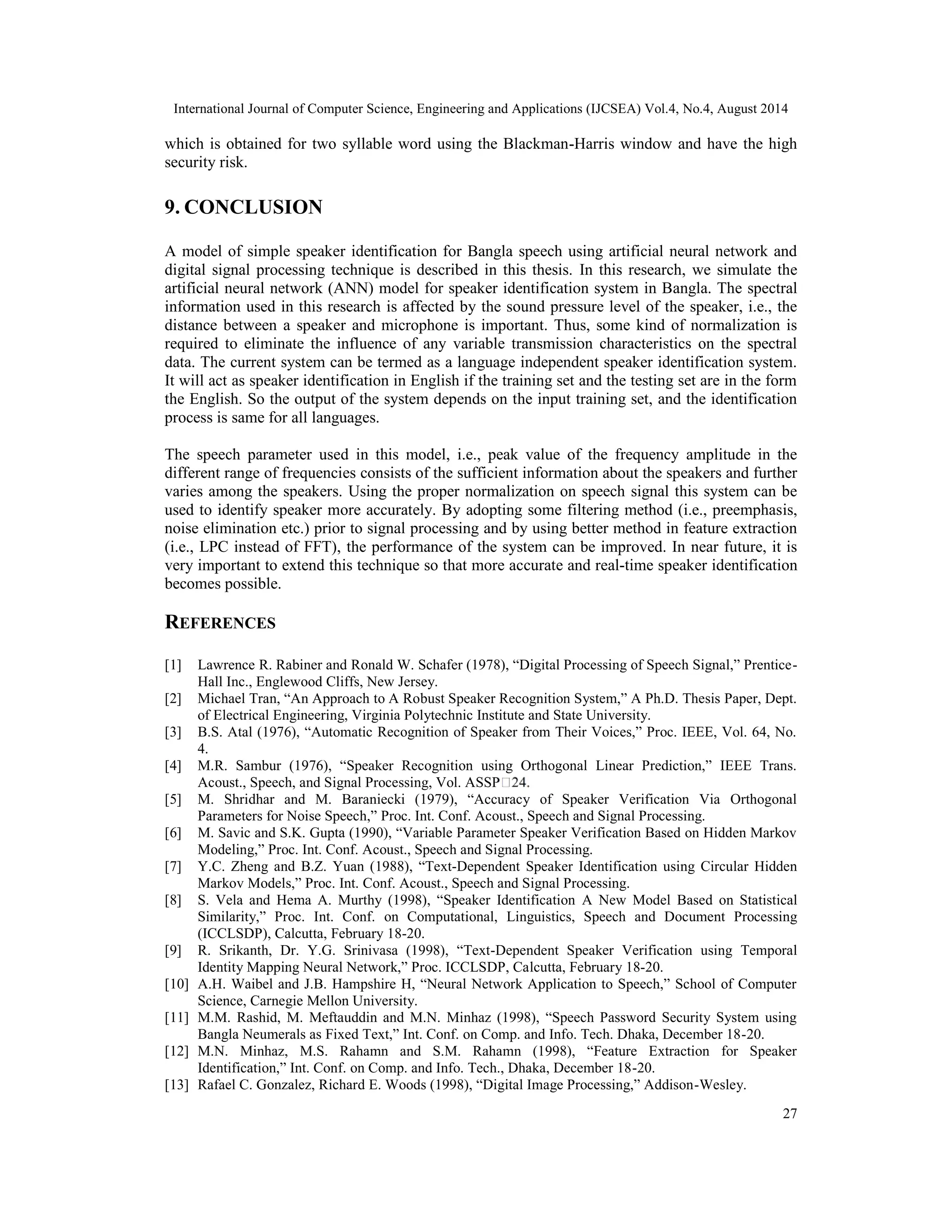 Utterance Based Speaker Identification Using Ann Pdf
