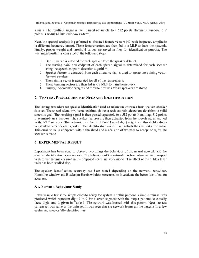 Utterance Based Speaker Identification Using ANN | PDF