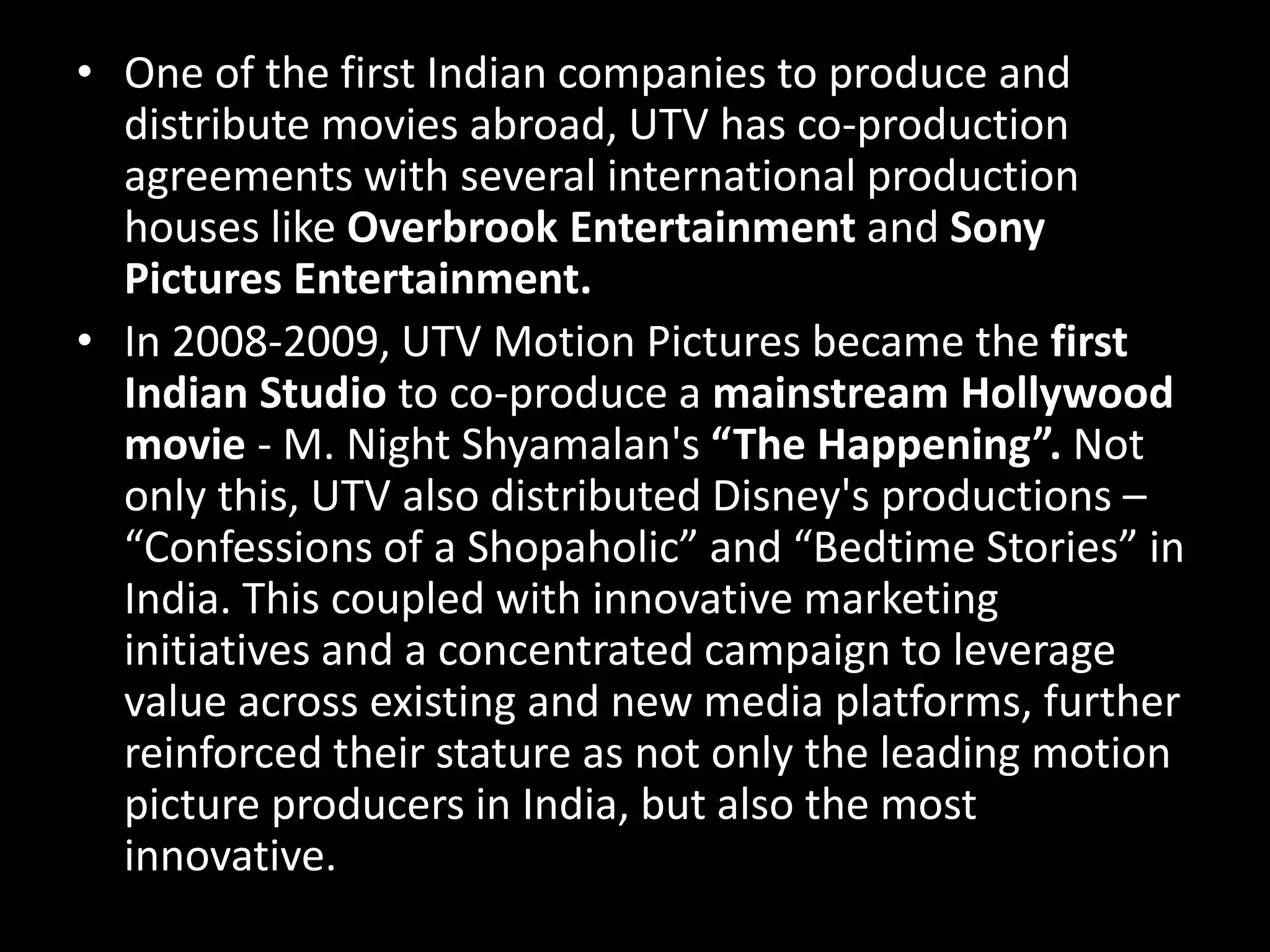 UTV motion pictures by | PPTX