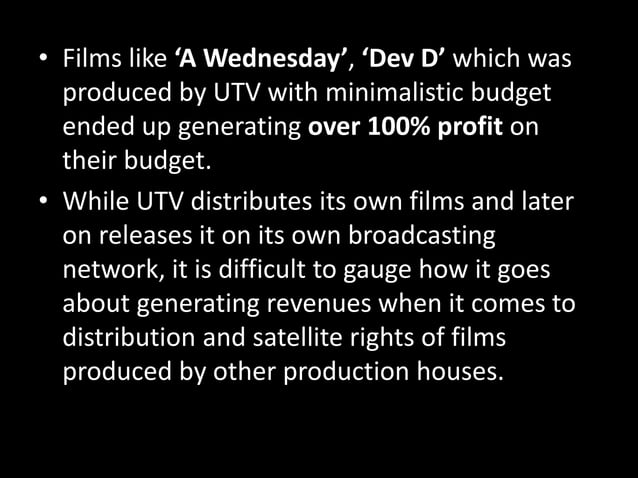 UTV motion pictures by | PPTX | Entertainment