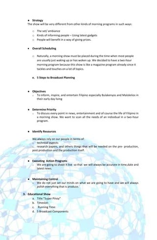 Utv program planning outline | DOCX