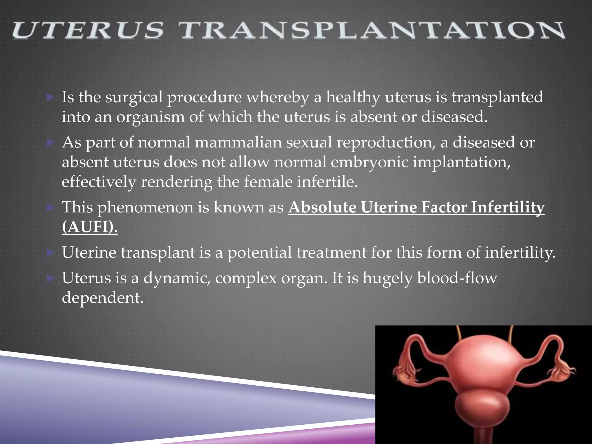 Uterus Transplantation Utx (obstetric and gynecology) | PPTX
