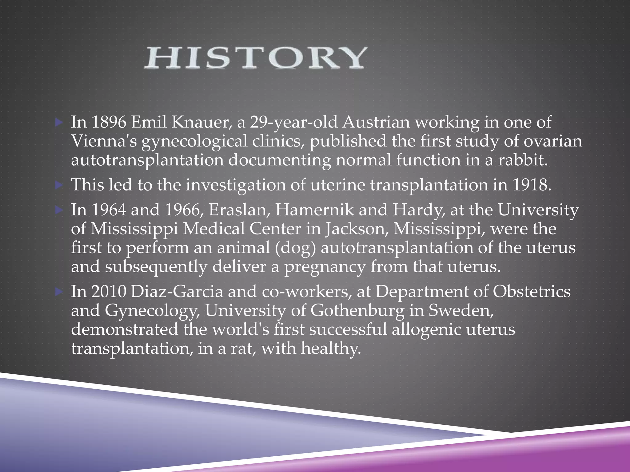 Uterus Transplantation Utx (obstetric and gynecology) | PPTX