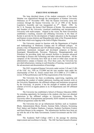 Kannur University Self Study Report for NAAC Accreditation (Cycle I ...