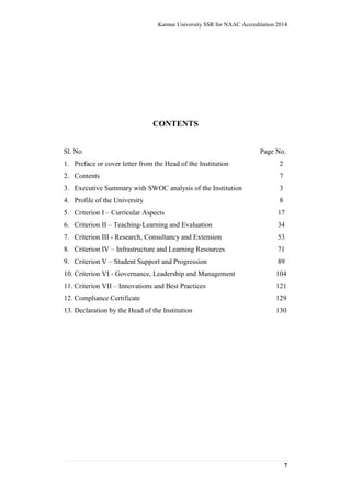 Kannur University Self Study Report for NAAC Accreditation (Cycle I ...