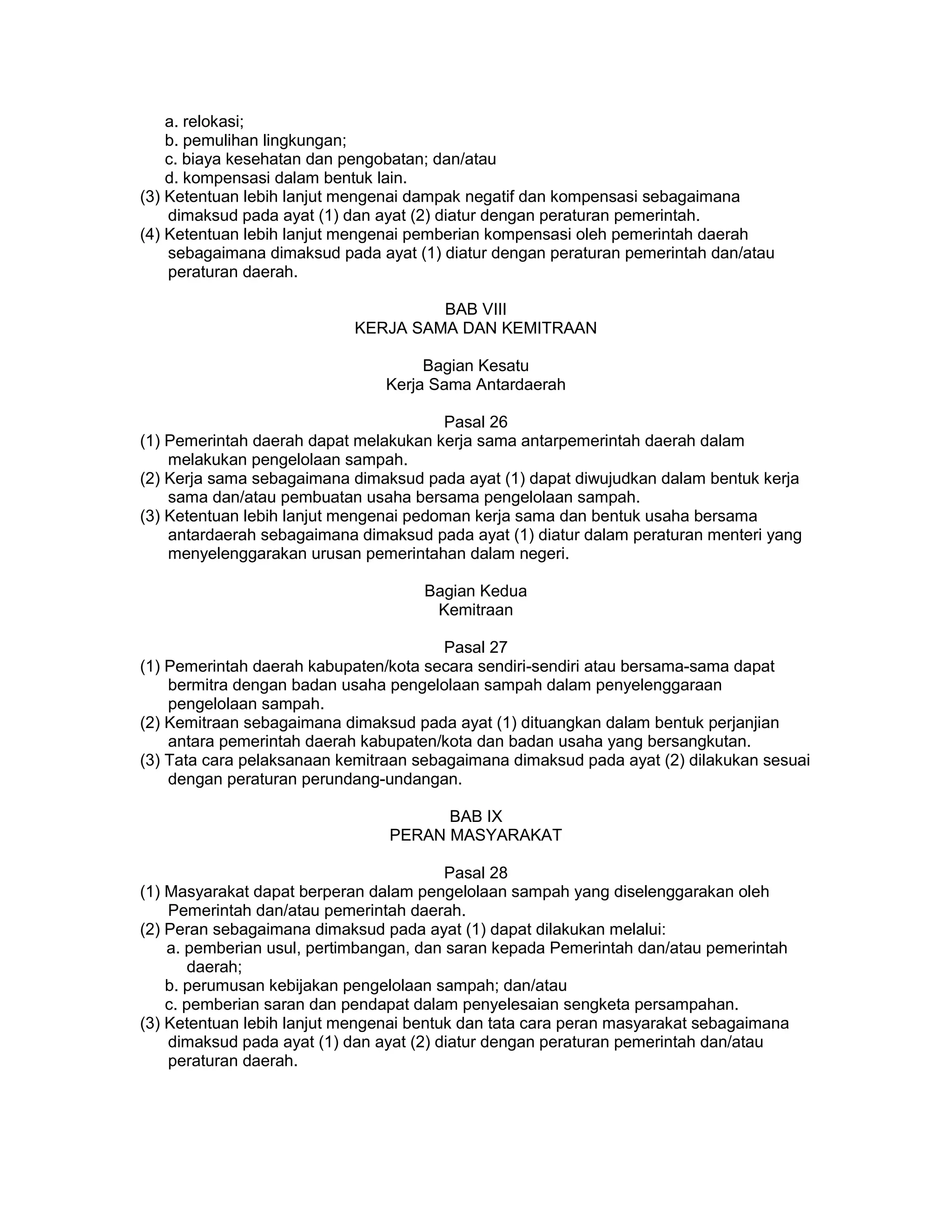 Undang-undang No. 18 Tahun 2008 tentang Pengelolaan-Sampah | PDF
