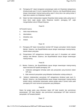 Uu 27 tahun 2003 tentang panas bumi | PDF