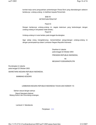 Uu 27 tahun 2003 tentang panas bumi | PDF