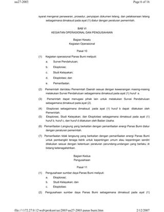 Uu 27 tahun 2003 tentang panas bumi | PDF