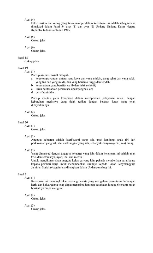 Undang_undang no 40 tahun 2004 tentang SJSN | PDF