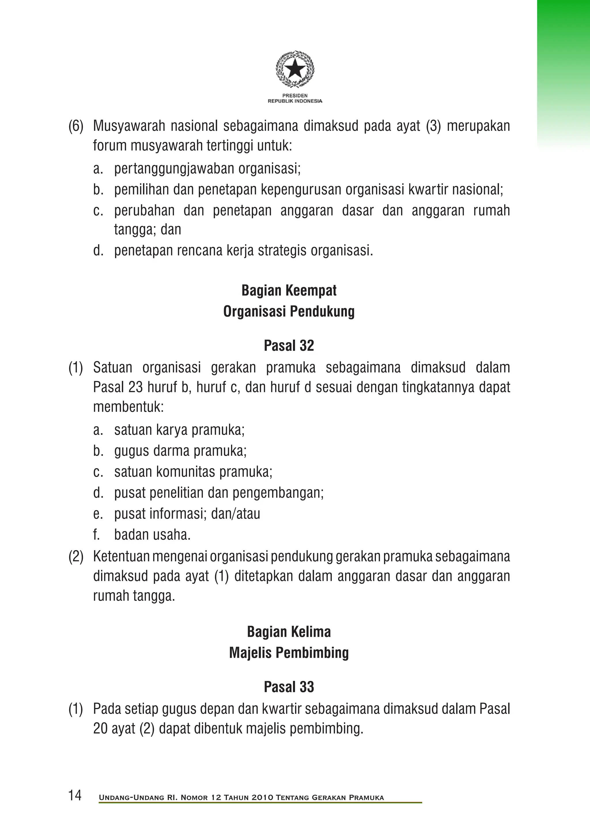 Undang Undang Gerakan Pramuka Indonesia pdf | PDF